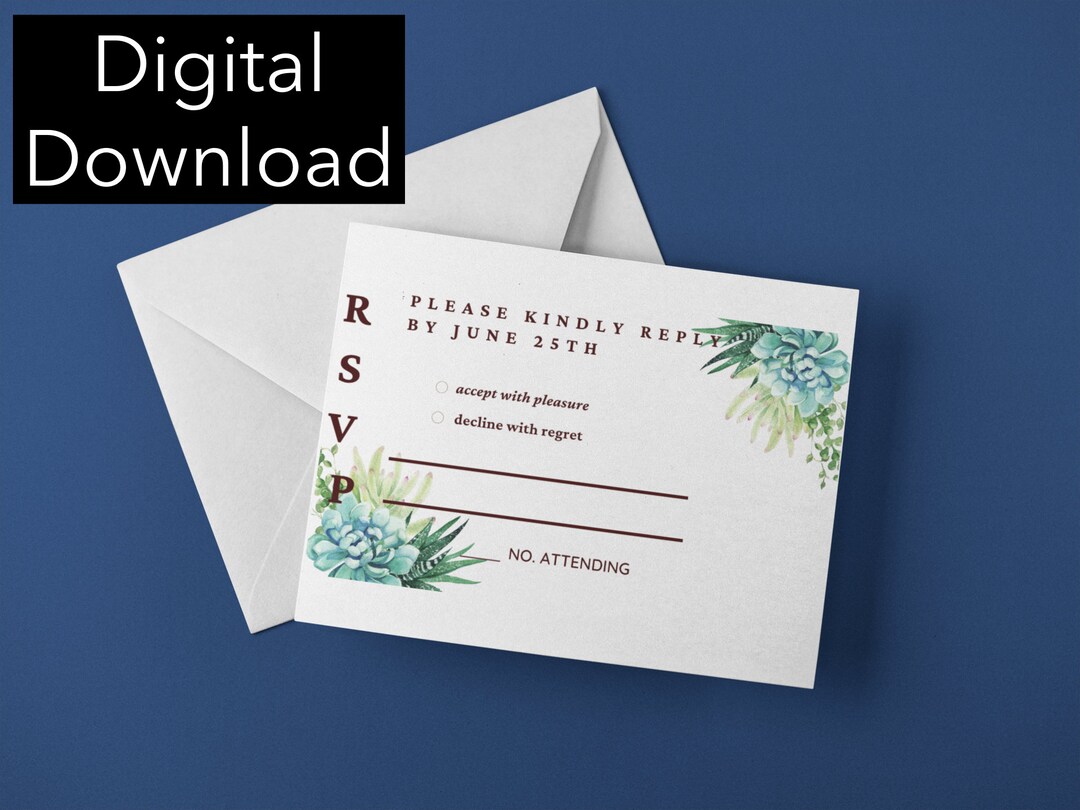 Floral Wedding RSVP Card, Elegant Printable (digital Download) - Etsy
