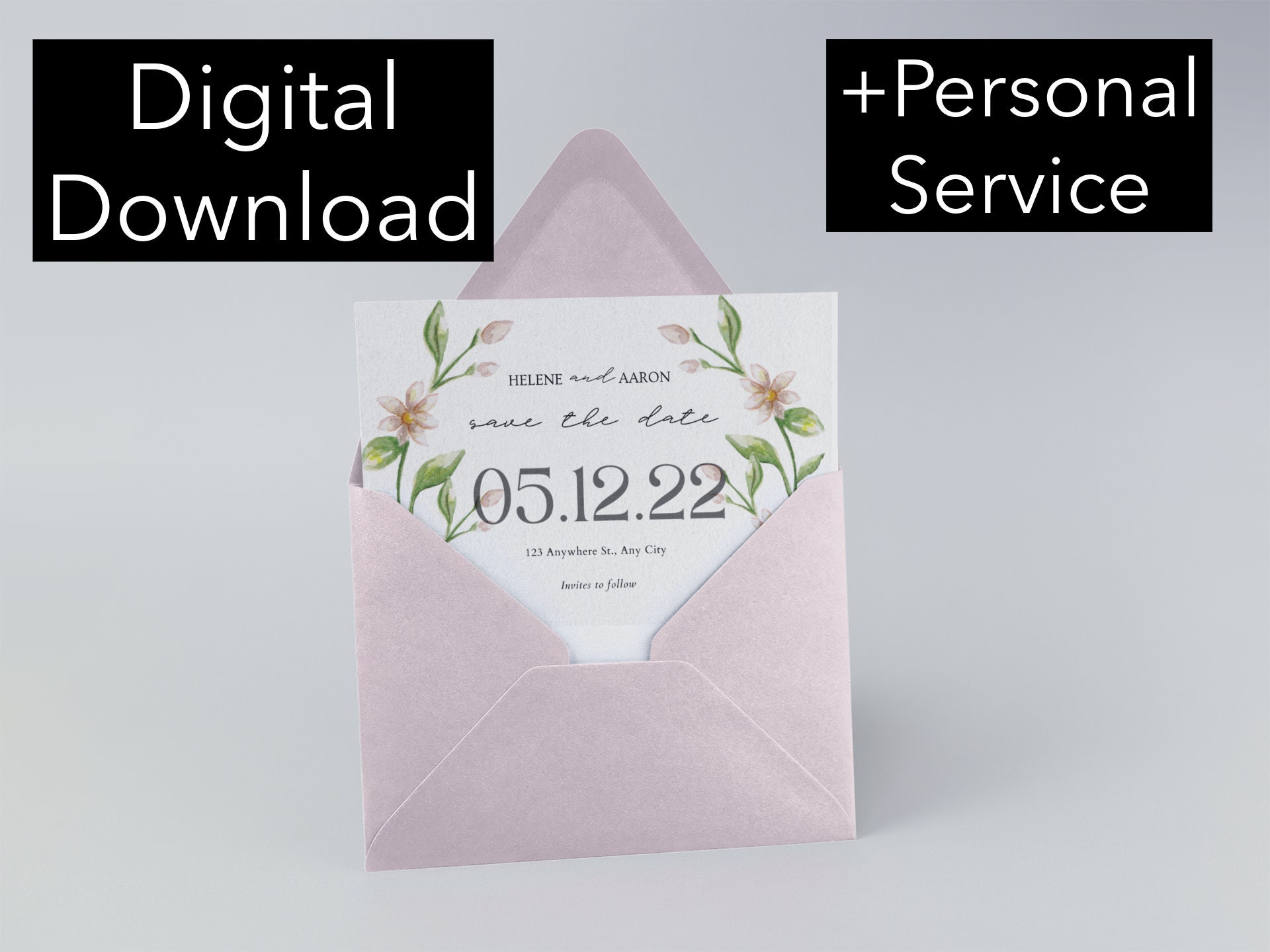 Floral Post Card, Modern Save the Date Post Card, Printable Save the ...