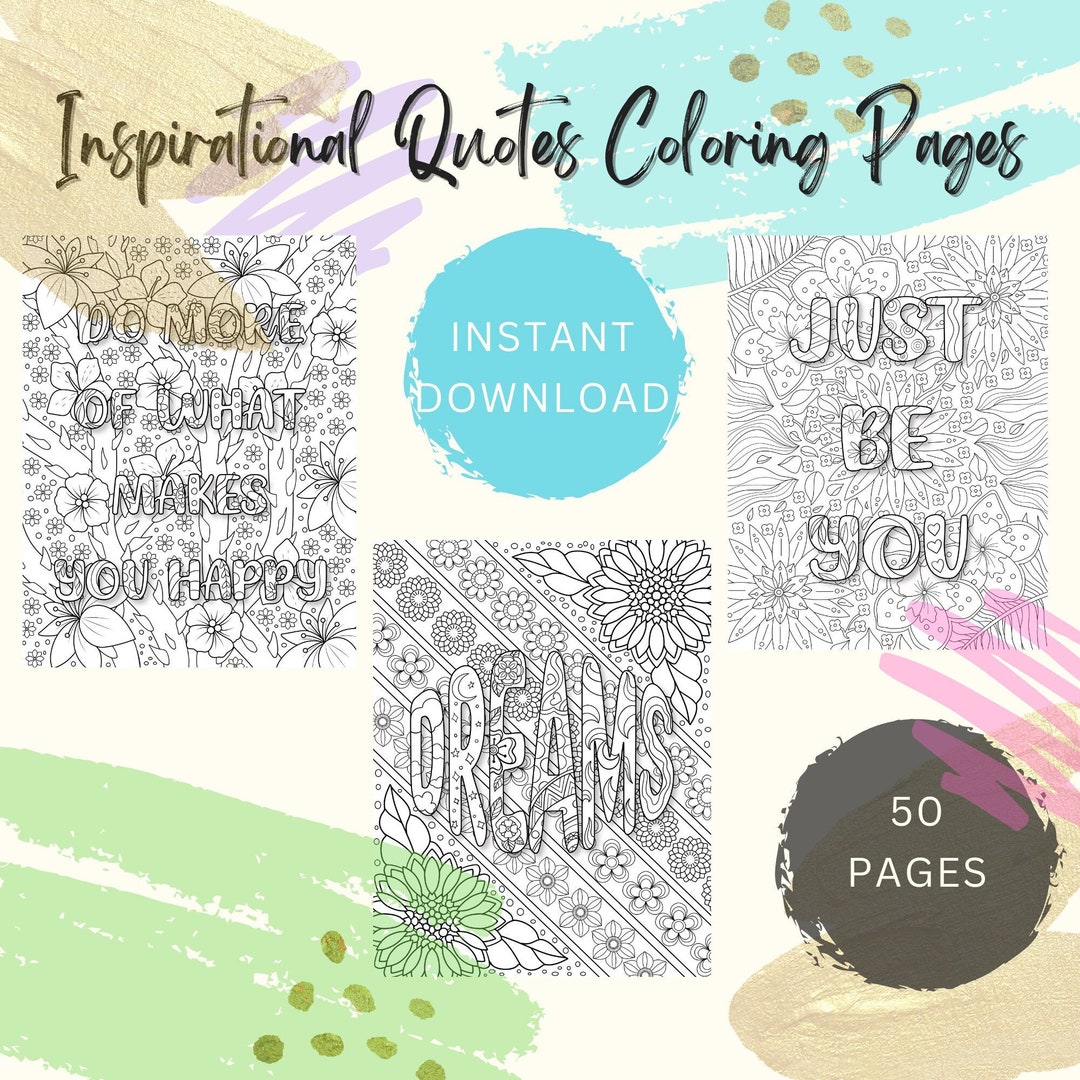 50 Inspirational Quotes Digital Download Coloring Pages - Etsy