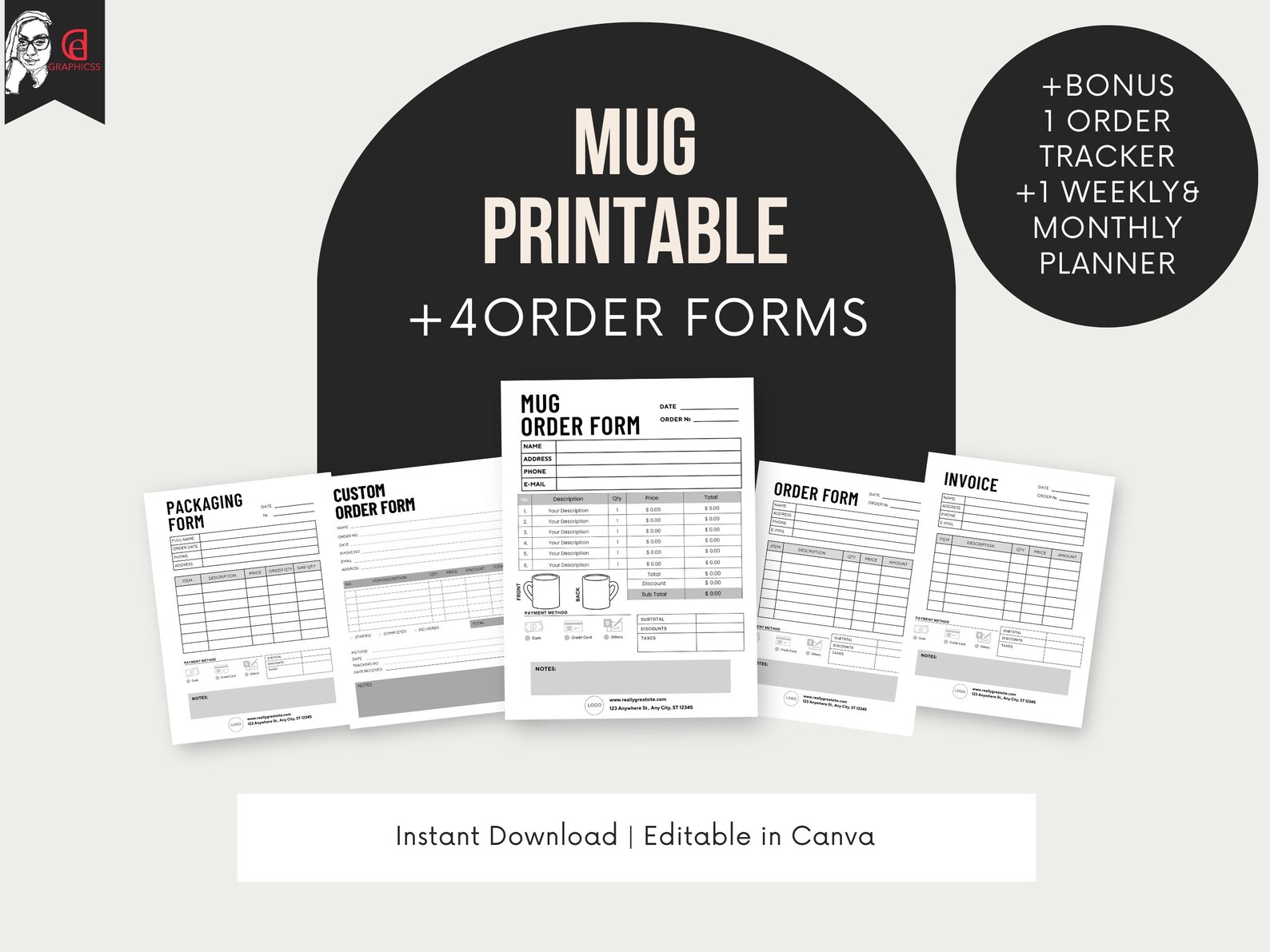 Editable Mug Order Form: Custom Coffee Cup Business (digital Download ...