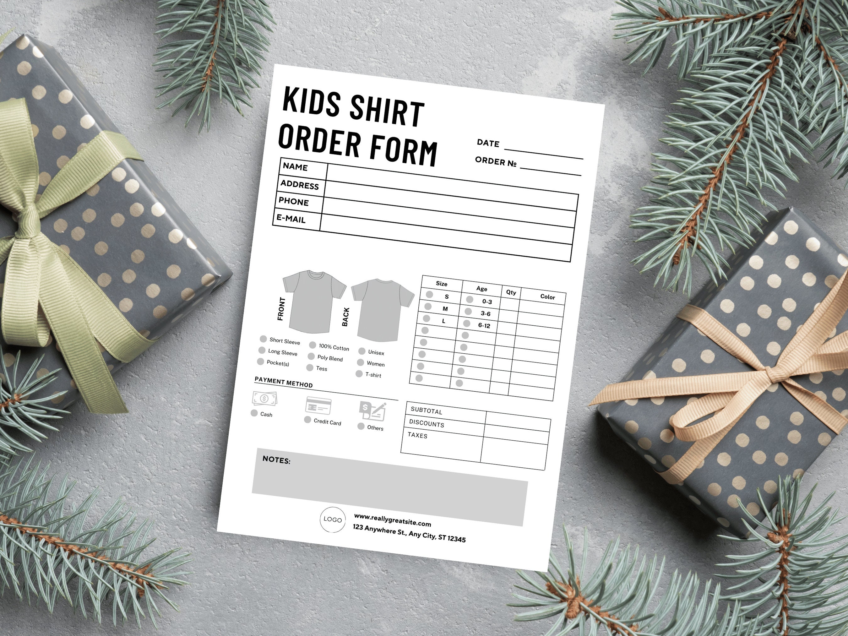 Editable Kids Shirt Order Form Template,small Business Order Form,kids ...