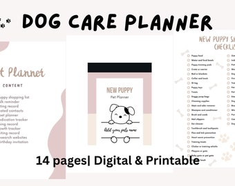 Printable Dog Care Planner, Puppy Planner, Dog Walking, Pet Vaccination ...