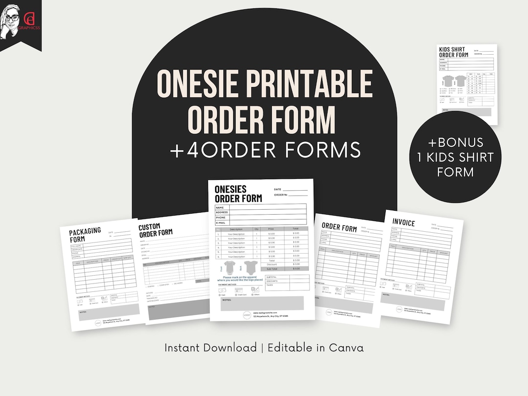 Editable Onesies Order Form Template: Small Business Forms (digital ...