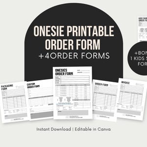 Editable Onesies Order Form Template: Small Business Forms (digital ...