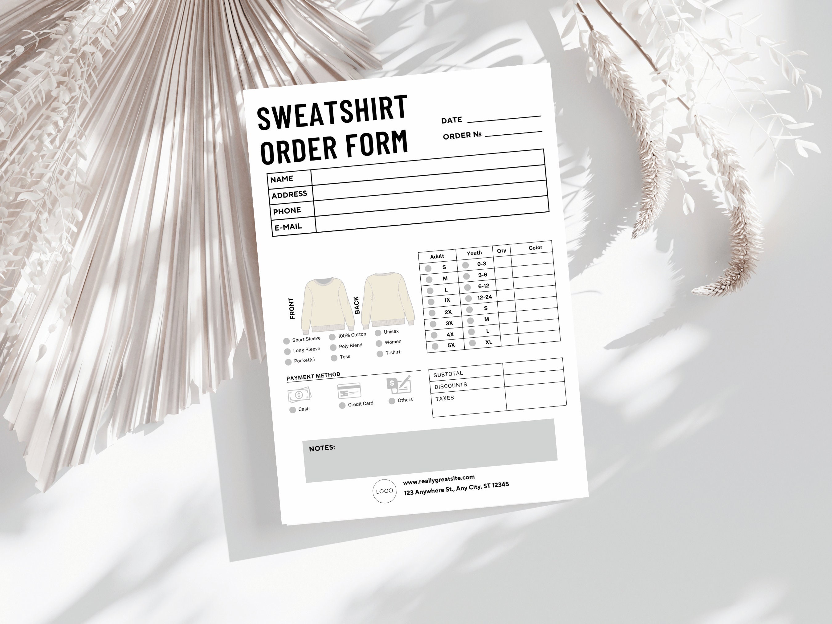 Editable Sweatshirt Order Form Template, Order Tracker Template ...