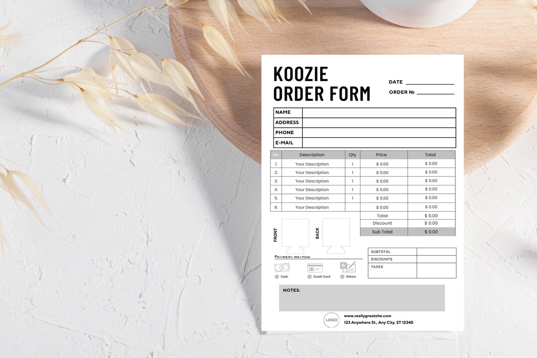 Editable Koozie Order Form Template, Small Business Forms, Custom Order ... Editable Koozie Order Form Template, Small Business Forms, Custom Order ...