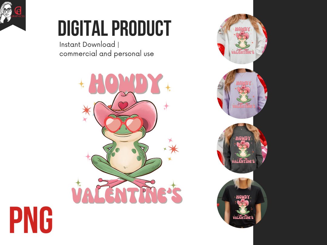 Howdy Valentine PNG Country Western Digital Download Frog Design Heart ...