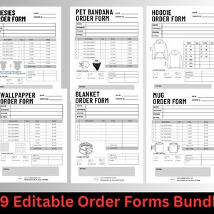19 Fillable Order Forms Bundle, Tshirt, Mug, Editable Invoice Template ...
