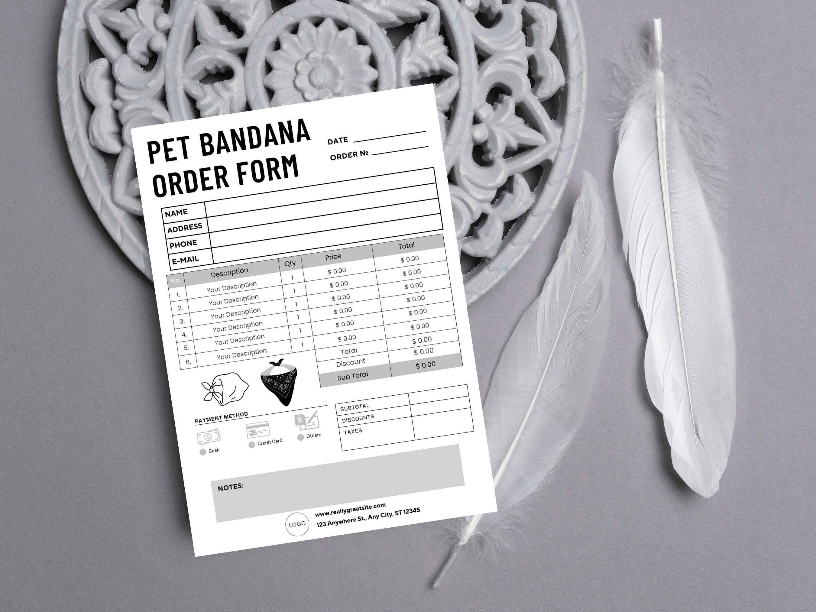Editable Pet Bandana Order Form Template, Small Business Forms, Custom ...