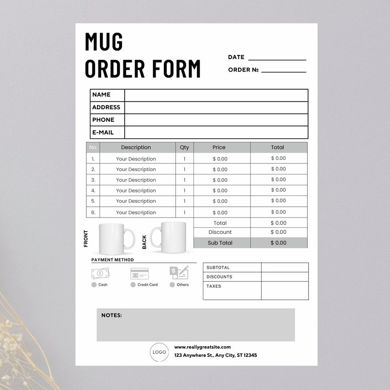 Cup Order Form - Etsy