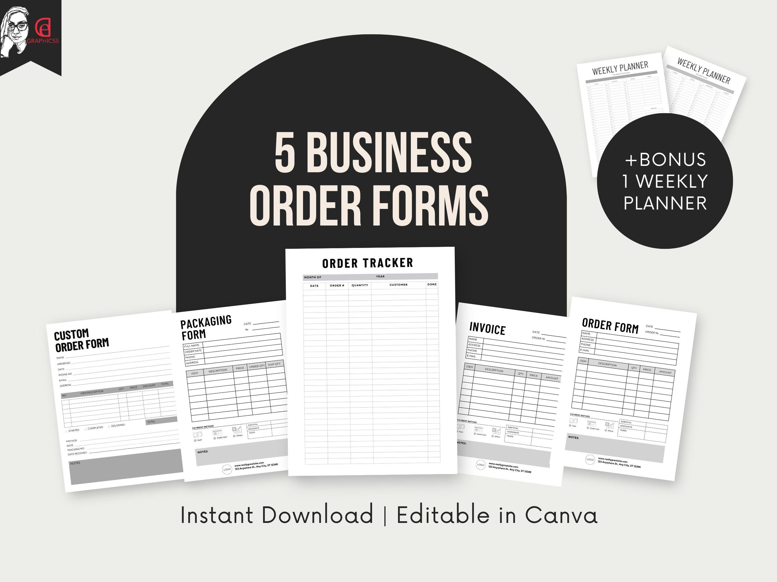 Blanket Order Form Template: Editable Small Business Forms (digital ...