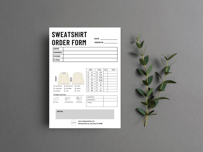 Editable Sweatshirt Order Form Template, Order Tracker Template ...