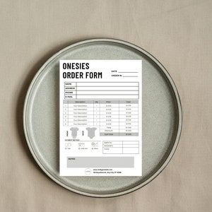 Editable Onesies Order Form Template, Small Business Forms, Custom ...