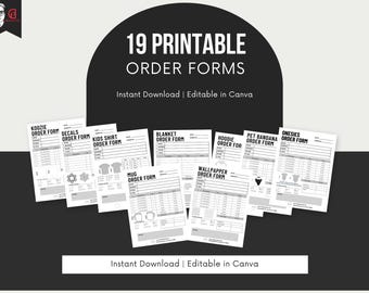 Editable and Printable Order Forms Bundle, Tshirt, Tumbler, Invoice, Small Business Forms ...