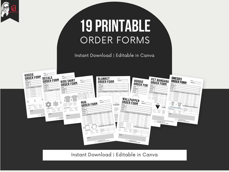 19 Fillable Order Forms Bundle, Tshirt, Mug, Editable Invoice Template ...