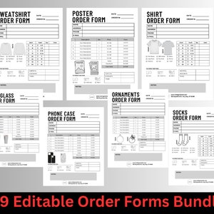 19 Fillable Order Forms Bundle, Tshirt, Mug, Editable Invoice Template ...