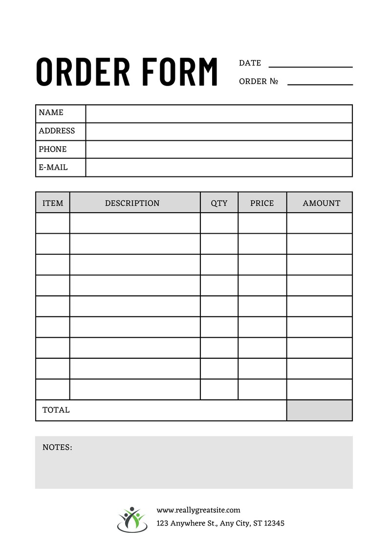 Editable Order Form Template, Printable Small Business Order Form ... Editable Order Form Template, Printable Small Business Order Form ...