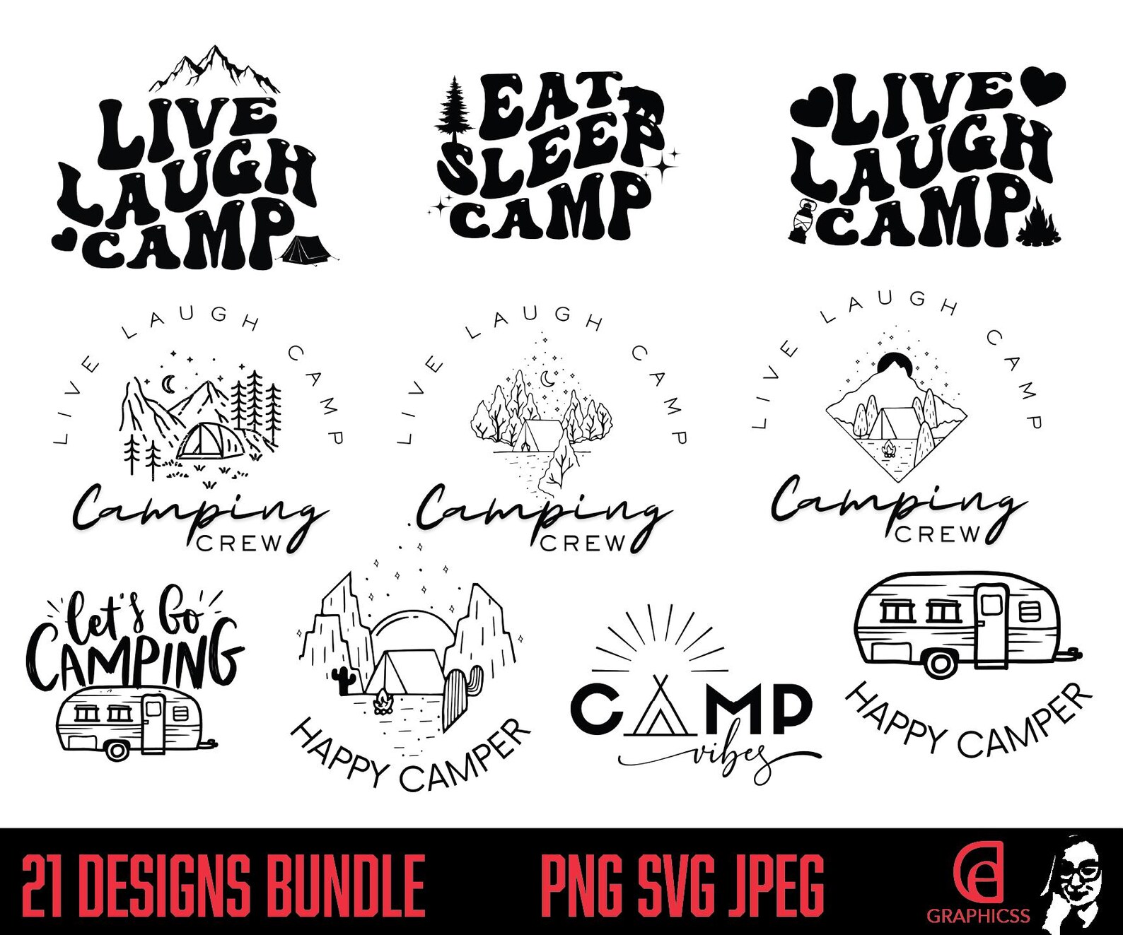 Camping SVG Bundle, Camp Life Svg, 21 Camp SVG, Camper Svg, Campfire ...