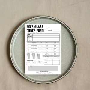 Editable Beer Glass Order Form, Custom Glass Cup Order Form, Printable ...