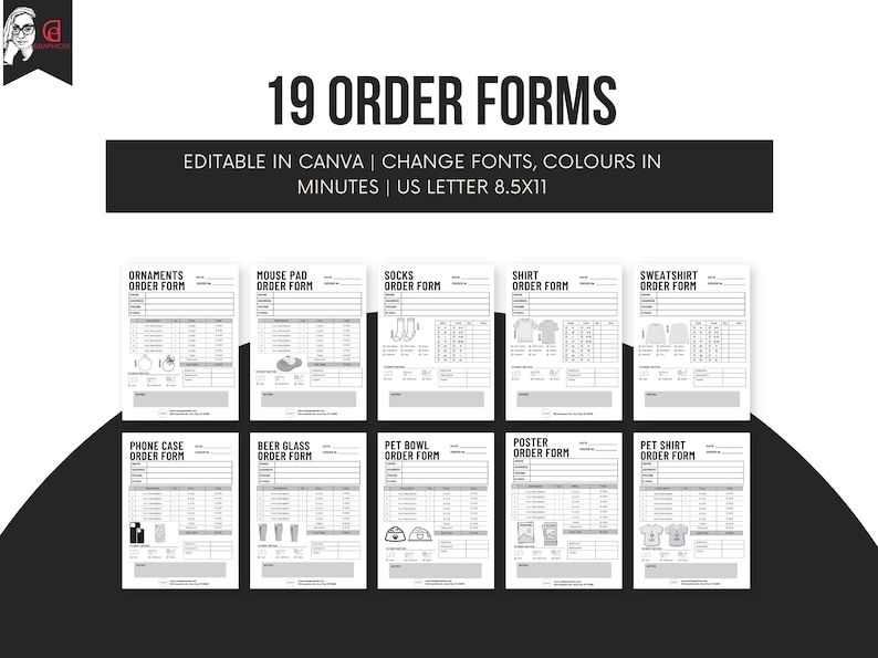 Editable Order Forms Bundle, Small Business Templates (digital Download ...