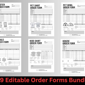 19 Fillable Order Forms Bundle, Tshirt, Mug, Editable Invoice Template ...