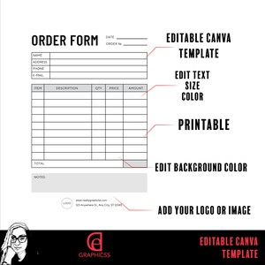 Order Form Editable, Crafters Order Form Template, Etsy Shop Craft ...