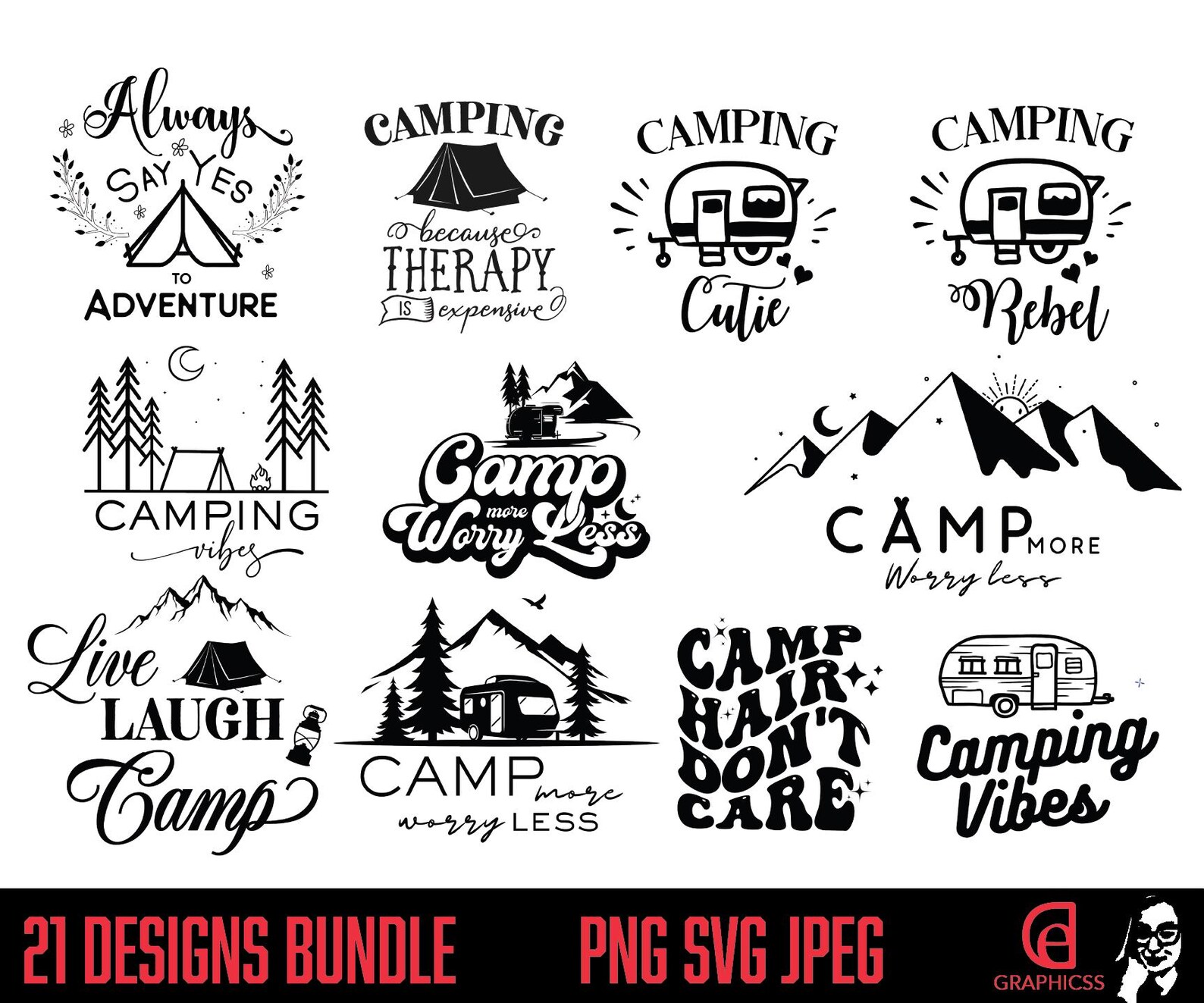 Camping SVG Bundle, Camp Life Svg, 21 Camp SVG, Camper Svg, Campfire ...