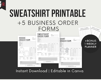 Editable and Printable T-shirt and Hoodie Order Form Template ...