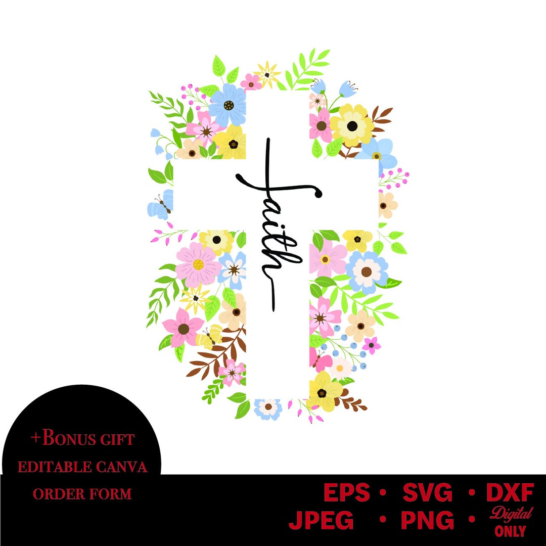 Faith Cross PNG Faith Cross With Watercolor Flowers PNG Faith Cross ...