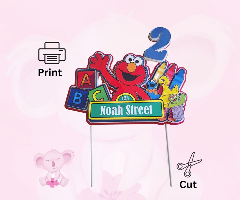 Sesame Street Cake Topper Inspired Digital Download Layered Cake Topper ...