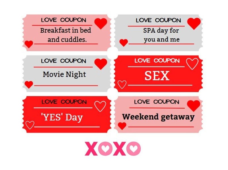 Love Coupon Printable, Love Vouchers, Last Minute Valentine's Day Gift ...