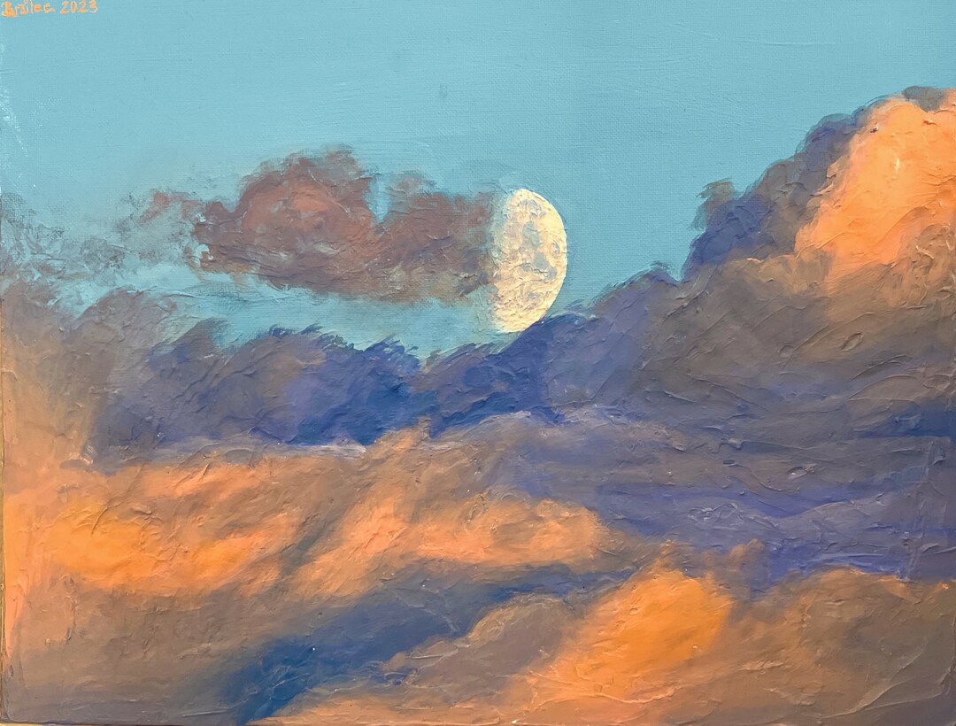 Textured Sunset Cloud and Sky Painting - Etsy