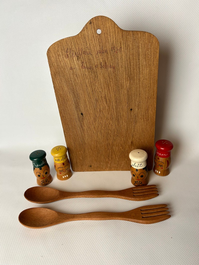 Vintage Spice Rack. MCM. 1950s. 1960s Salty & Peppy Wooden Spice ...