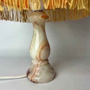 Alabaster Marble Boudoir Lamp: 1960s MCM Peach Fringe Shade - Etsy Canada