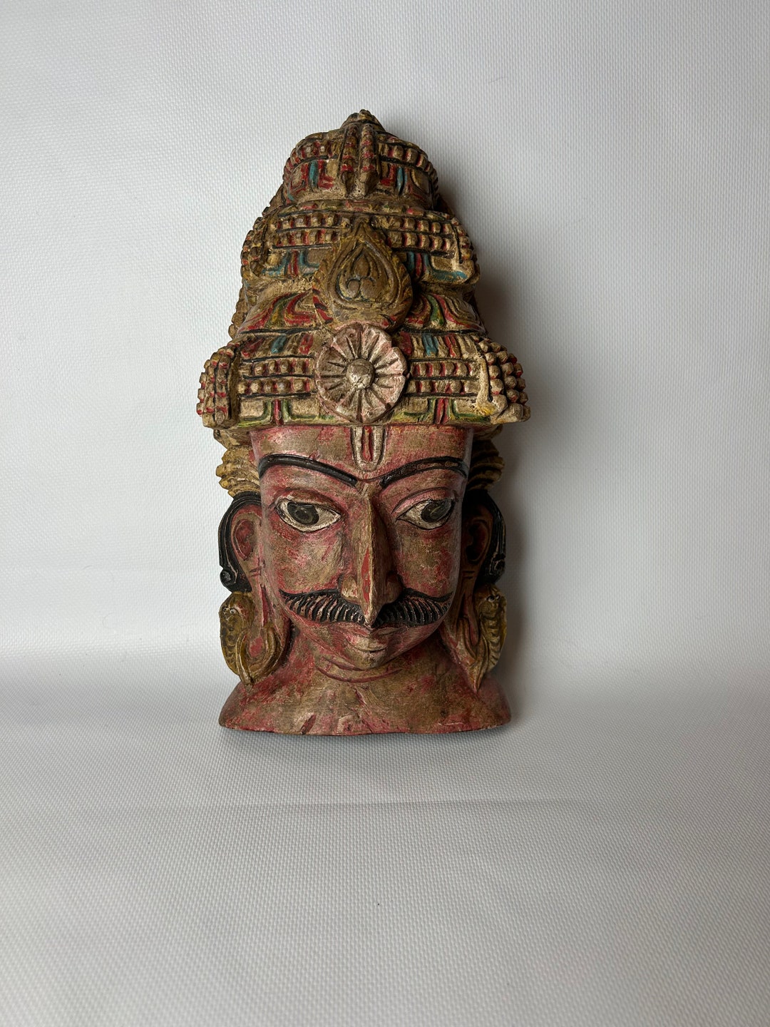 Hand Carved Wooden Mask. India. Wall Hanging. Wall Decor. King Mask ...
