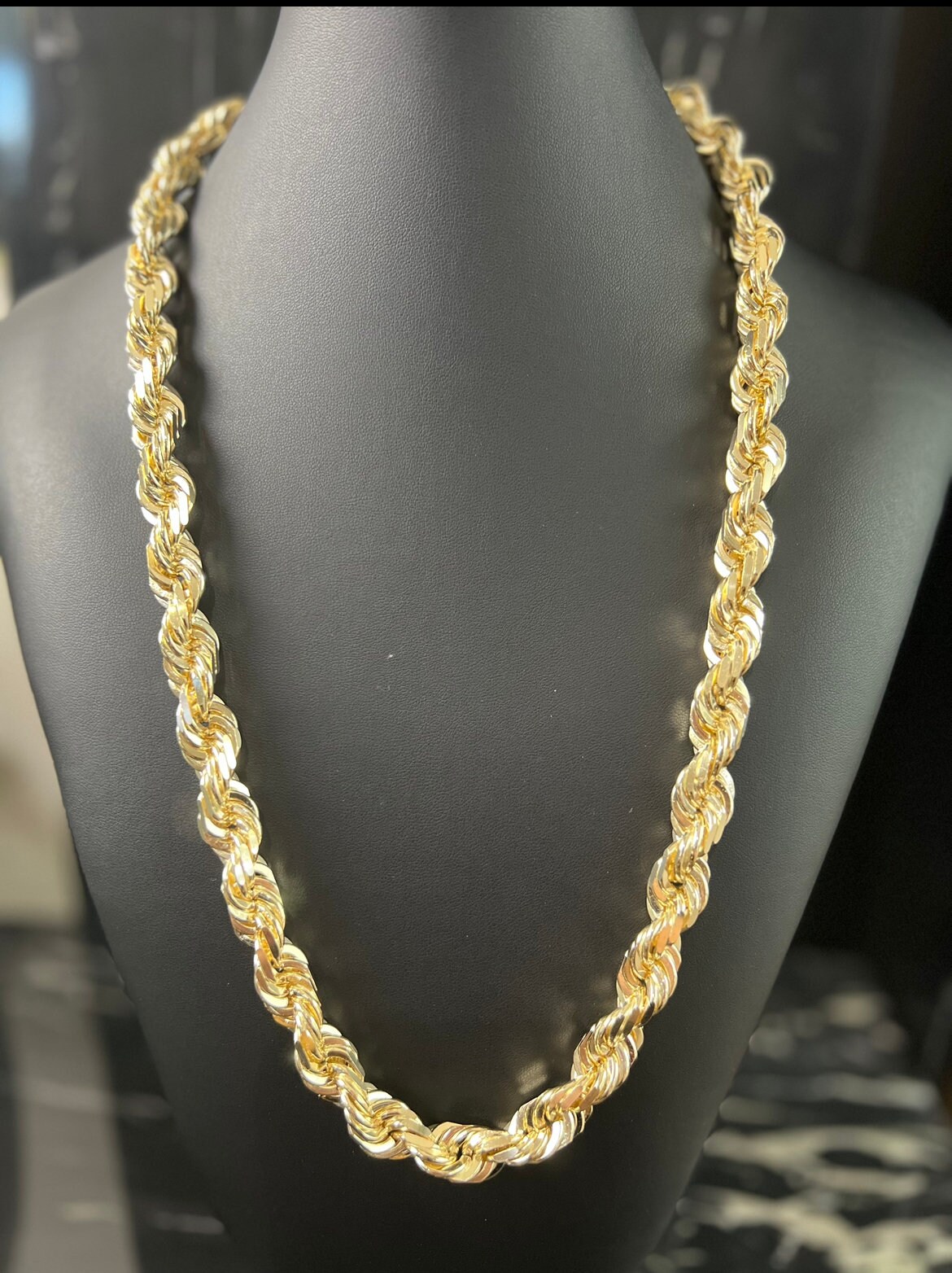 Fresh Diamond Cut Solid Rope Chain 14kt 12mm 26inches - Etsy