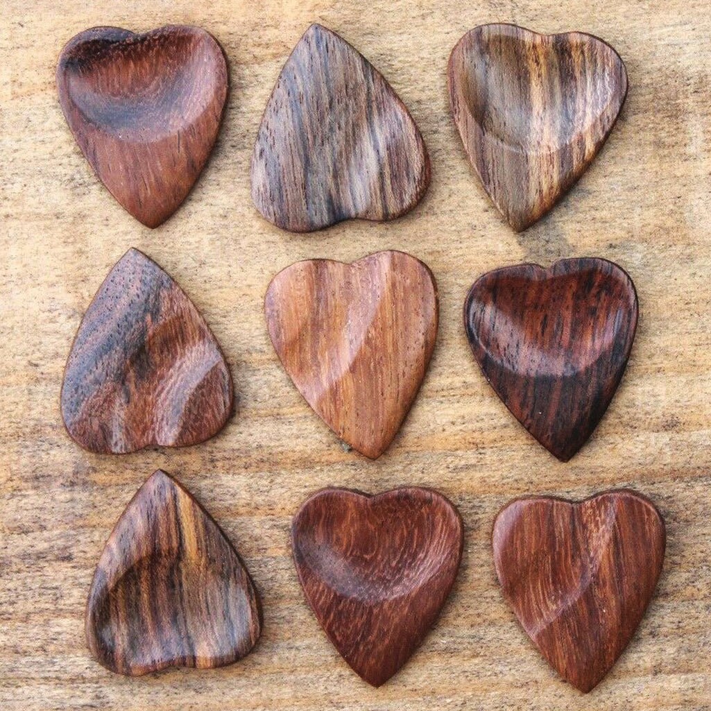 Rosewood Guitar or Bass Pick - 3.0 Mm Ultra Heavy Gauge - Heart Shaped ...