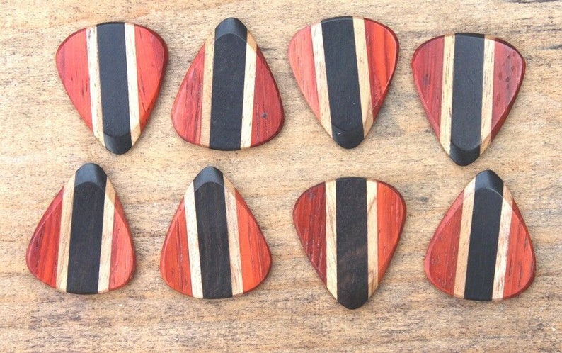 Padauk, Teak, & Ebony Wood Guitar or Bass Pick 3.0 Mm Ultra Heavy Gauge ...