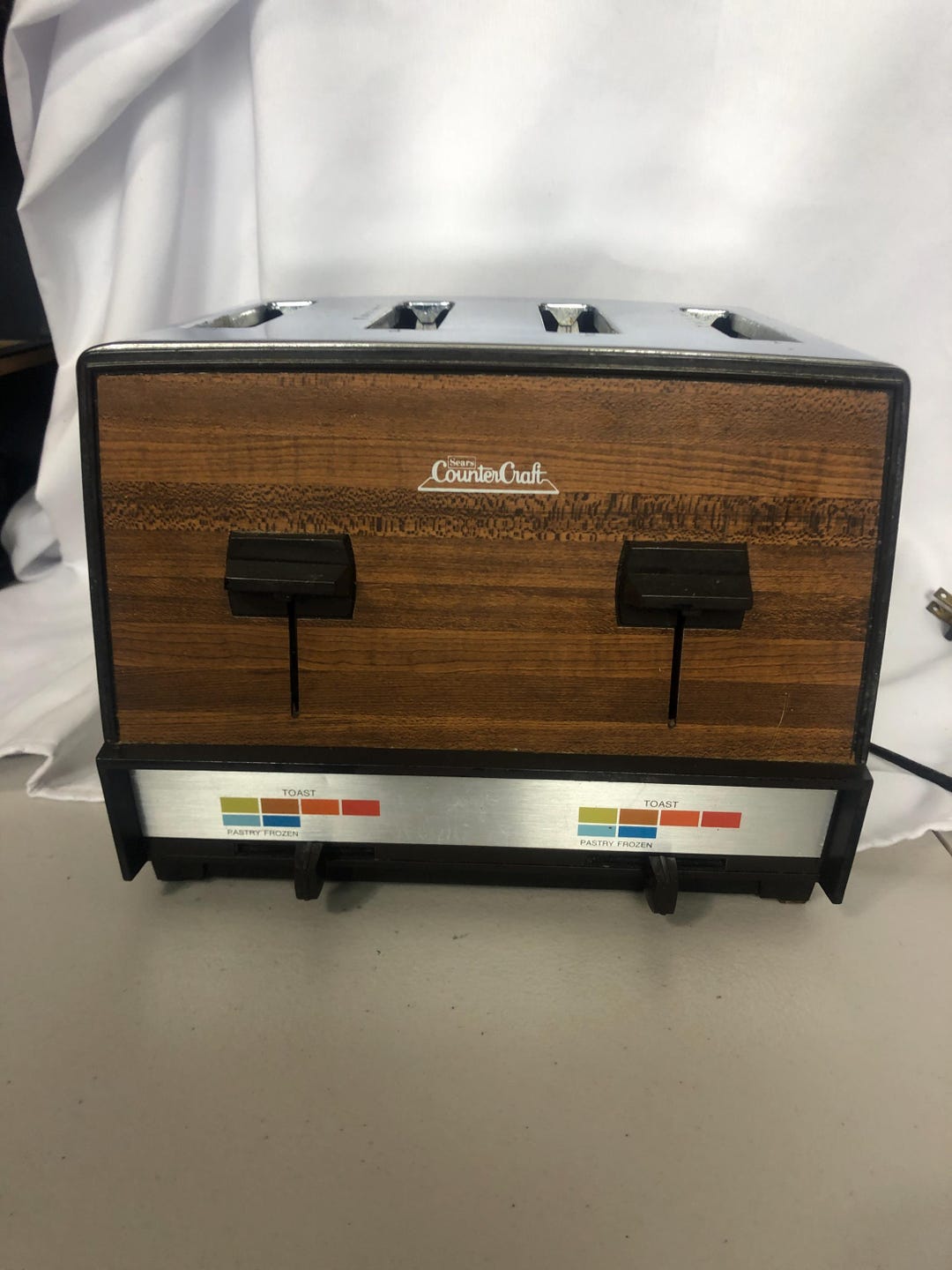 Vintage Sears Counter Craft 4 Slice Toaster, Chrome, Faux Wood Grain ...