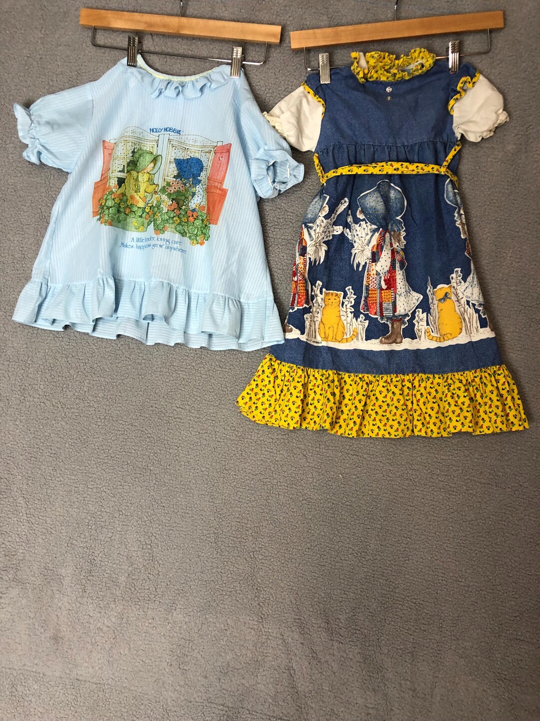 Vintage 1970's Holly Hobbie Lot: Girl's Dress Size 3 Years Tie in Back ...