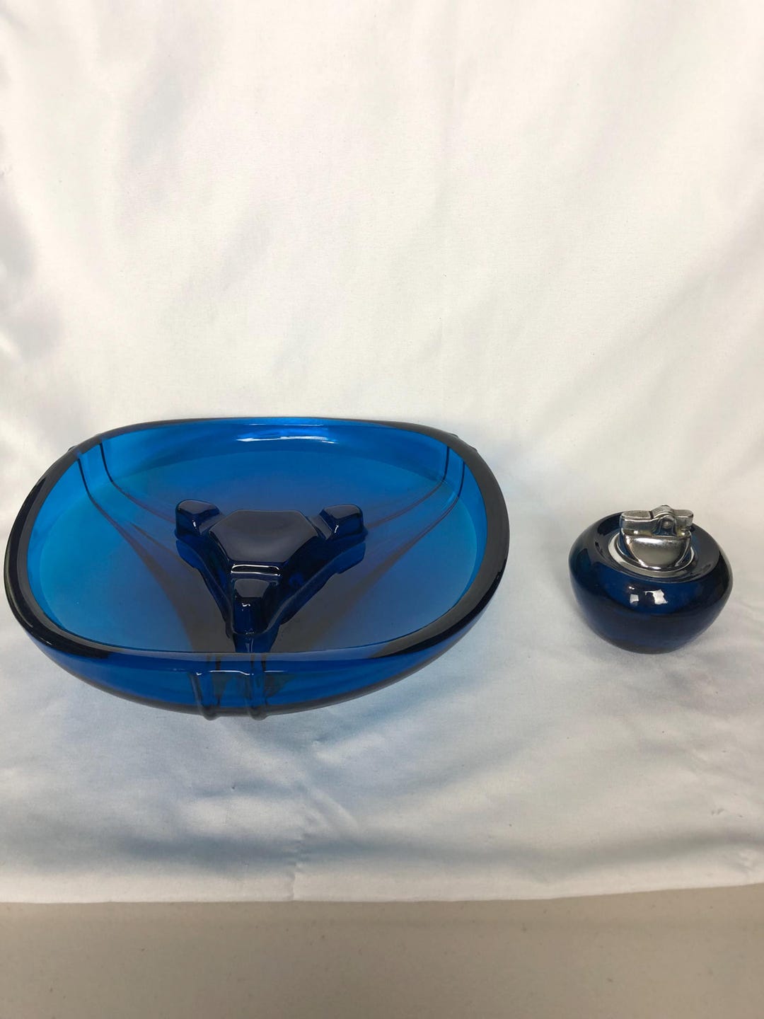 Vintage MCM Viking Glass Cobalt Blue Cigarette/cigar Ash Tray With ...