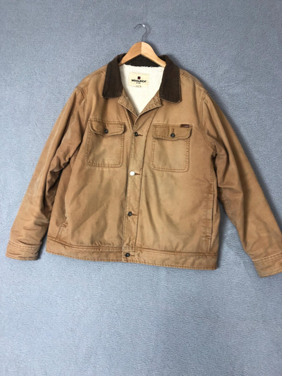 Woolrich Light Brown, Denim Work Wear, Men's XL Jacket, Sherpa Lined ...