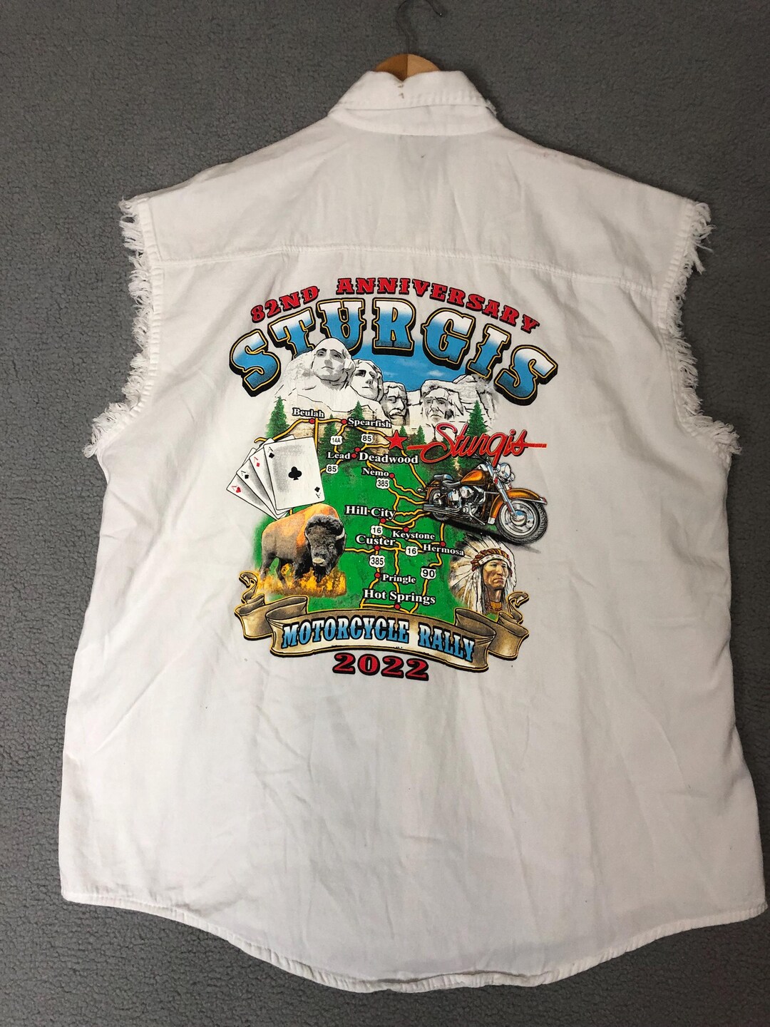 Sturgis Motorcycle Rally 2022, Cut off Button up Shirt, Biker Clothing ...