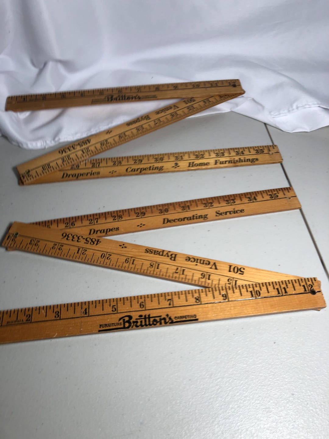 Lot of 2 Vintage Folding Wooden Yardsticks, Made in USA, Brittons ...