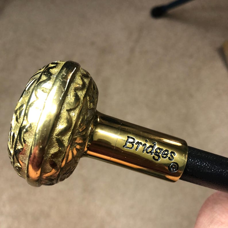 Bridges Brass Knob 36" Walking Cane With Victorian Cameo, Hammered ...