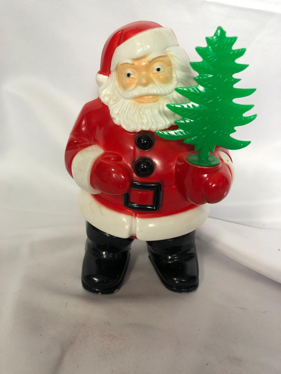 Vintage 1950's Royalite Plastic Blow Mold Santa, 7.5", Holding ...
