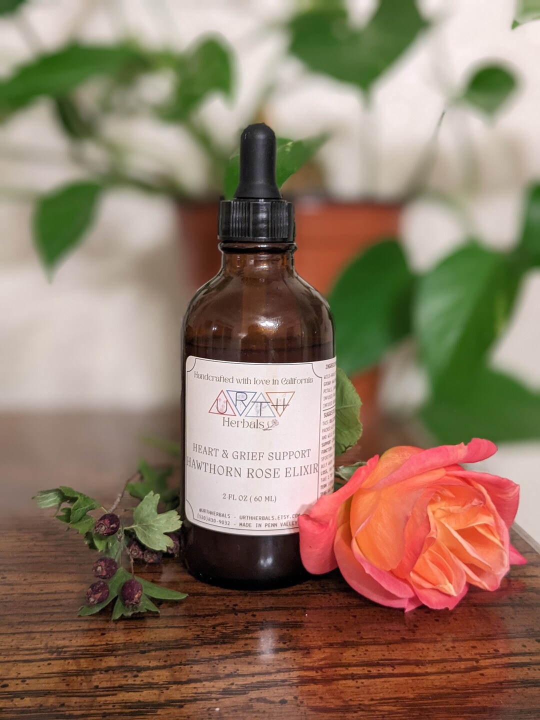 Hawthorn Rose Elixir - Heart & Grief Support - Etsy