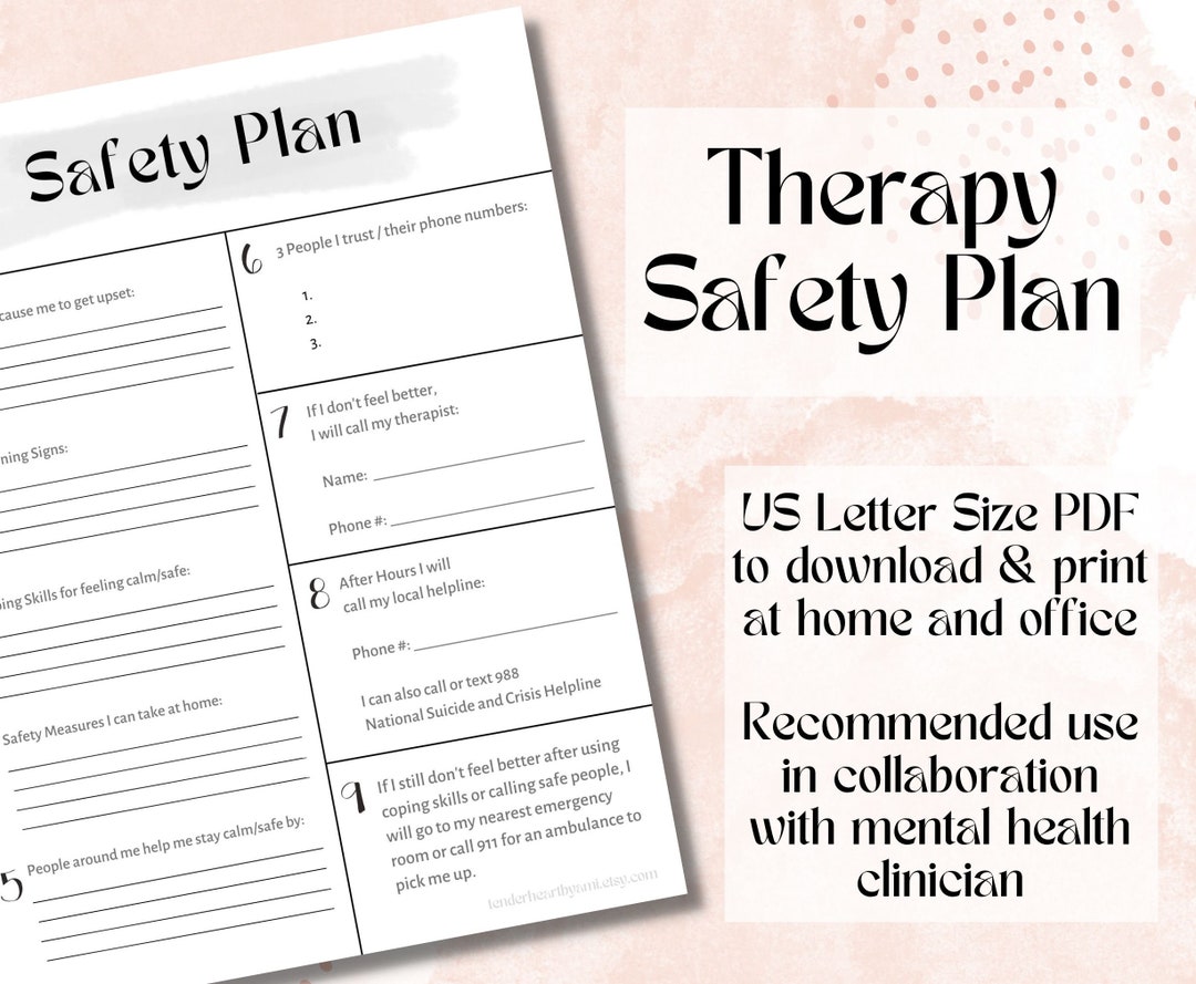 Therapy Safety Plan 1 PDF Digital Download US Letter Size 1 - Etsy