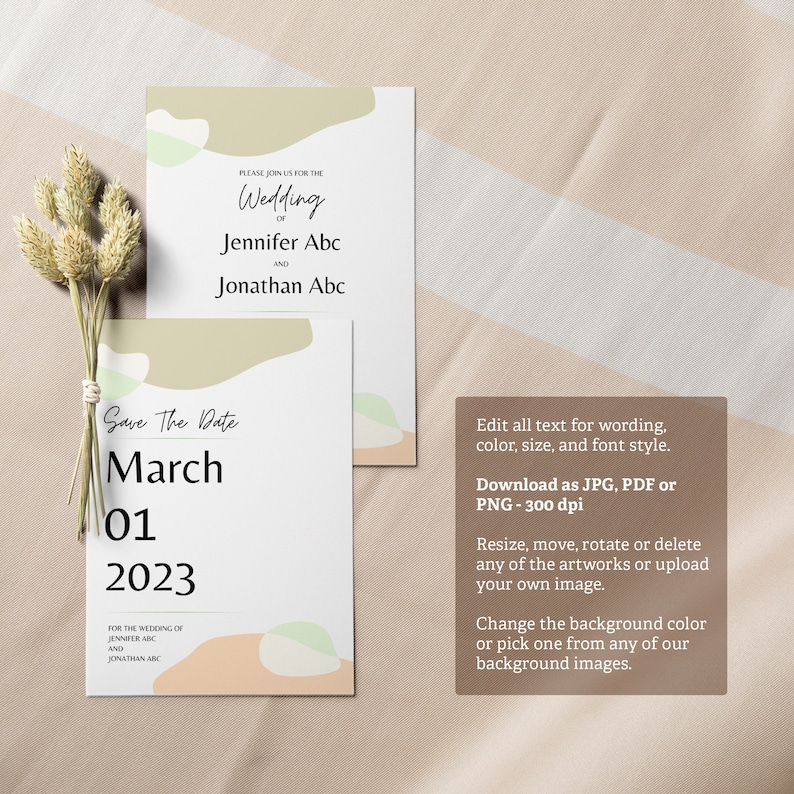 Editable Wedding Invitation Printable Canva Template Wedding Invitation ...