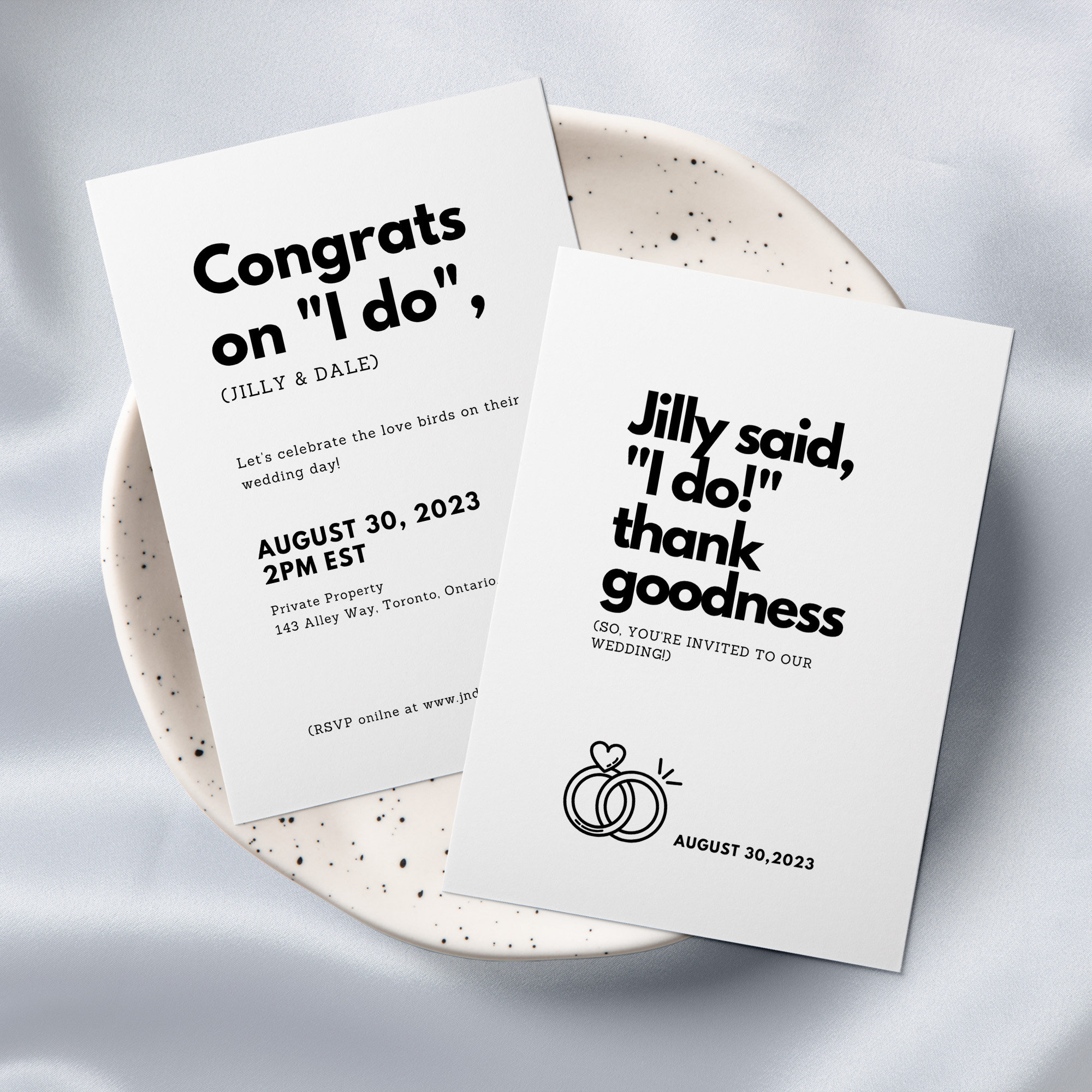 Funny Wedding Invitations Black and White Wedding Editable Canva ...